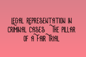 Legal Representation in Criminal Cases: The Pillar of a Fair Trial ...