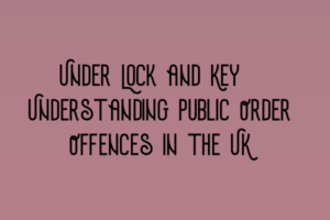 Under Lock and Key: Understanding Public Order Offences in the UK ...