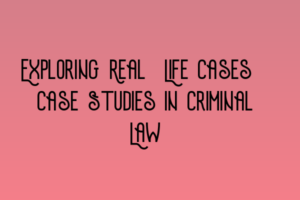 Exploring Real-Life Cases: Case Studies in Criminal Law - Navigating ...