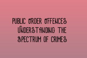 Public Order Offences: Understanding the Spectrum of Crimes ...