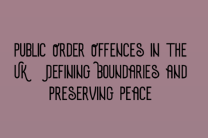 Public Order Offences in the UK: Defining Boundaries and Preserving ...