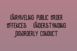 Unraveling Public Order Offences: Understanding Disorderly Conduct ...