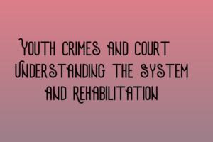 Youth Crimes and Court: Understanding the System and Rehabilitation ...